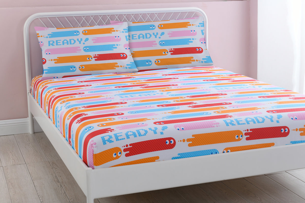 CASABLANCA | Pac-Man Cartoon Cotton Series Fitted Sheet w/Pillowcase ...