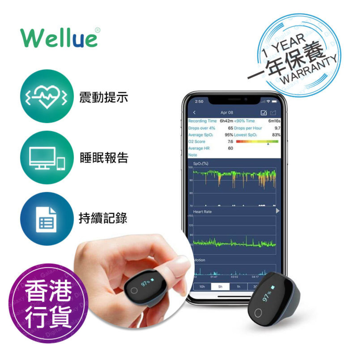 Wellue | 香港行貨一年保養 O2Ring 智能睡眠監測指環 | HKTVmall 香港最大網購平台
