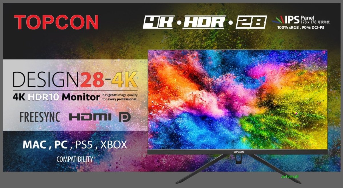 Topcon | 28″ DESIGN28 3840 x 2160 4K 100%sRGB, 90% DCI-P3 HDR10 電腦顯示器 (行貨3年保養) | HKTVmall 香港最大網購平台