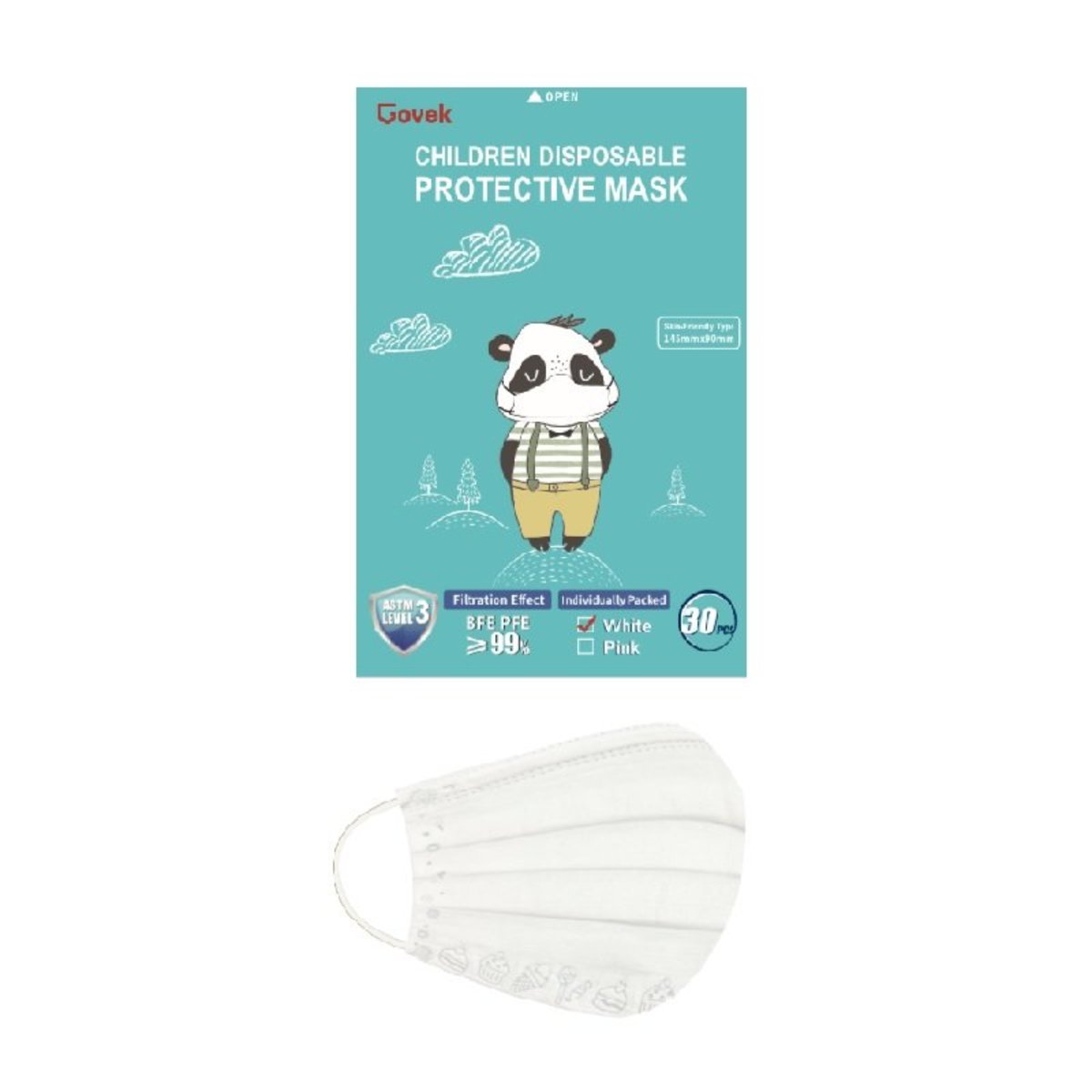 GOVEK | ASTM Level 3中童一次性防護型口罩 (#白色) (30片) | HKTVmall 香港最大網購平台