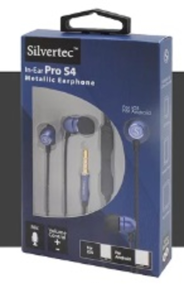 Silvertec | SilverTec S4 (BLUE) in ear with mic+volume control support ...