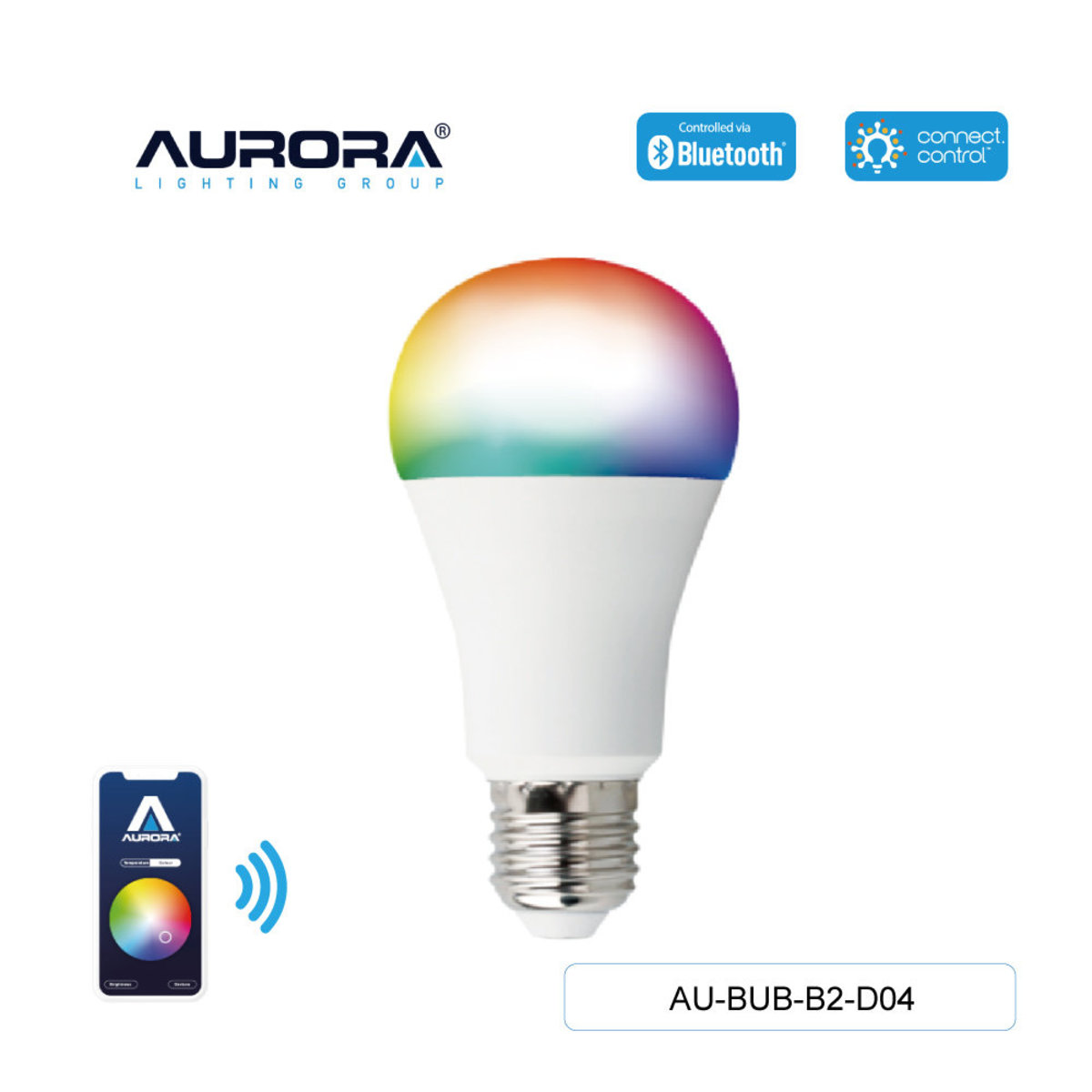Aurora | 8W Bluetooth RBG + Tuneable White A60 Lamp[AU-BUB-B2-D04 ...