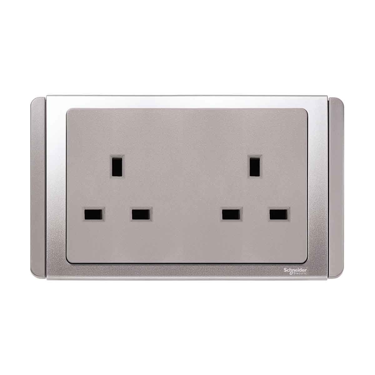 Schneider Electric | NEO 13A Twin Socket Outlet (Grey Silver ...