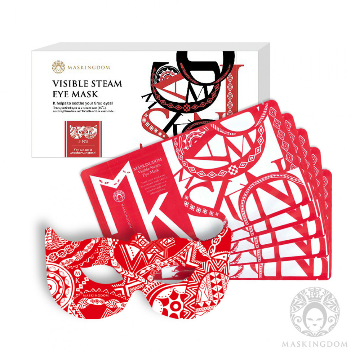 Maskingdom | Visible Steam Eye Mask (Heat 40˚C) 5pcs/Box-(Red ...
