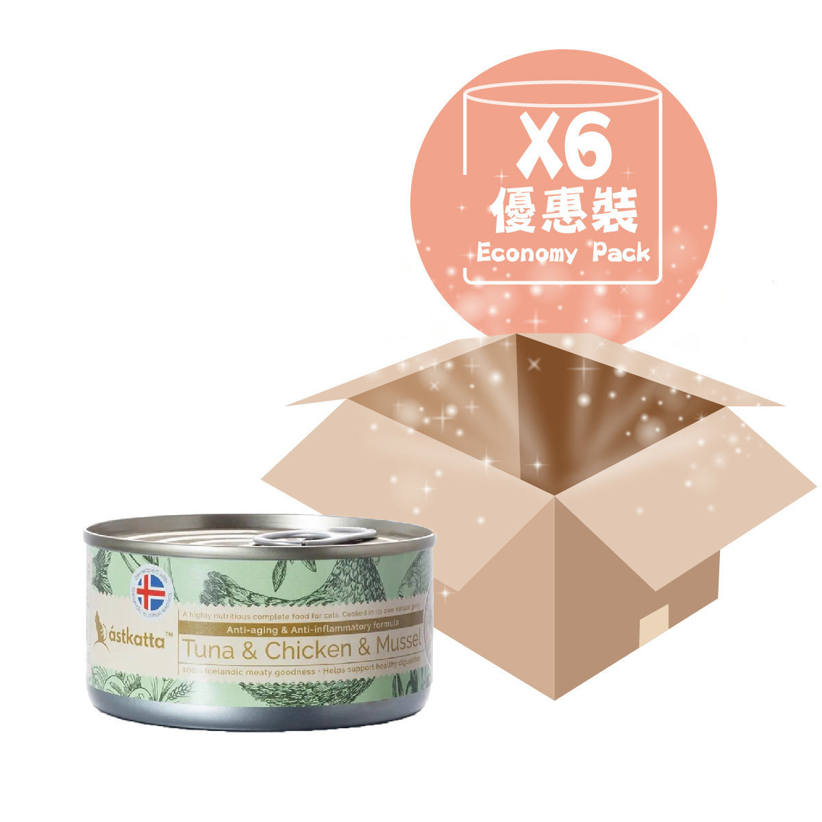 ástkatta | [6罐優惠] 增強活力-白鰹吞拿雞肉貽貝主食貓罐 170g | HKTVmall 香港最大網購平台