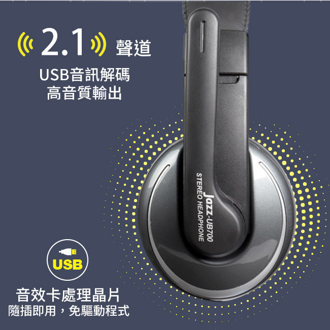 INTOPIC | [台灣品牌] JAZZ-UB700 USB HEADSET 人體工學頭戴式耳機麥克風 一插即用USB介面 ...
