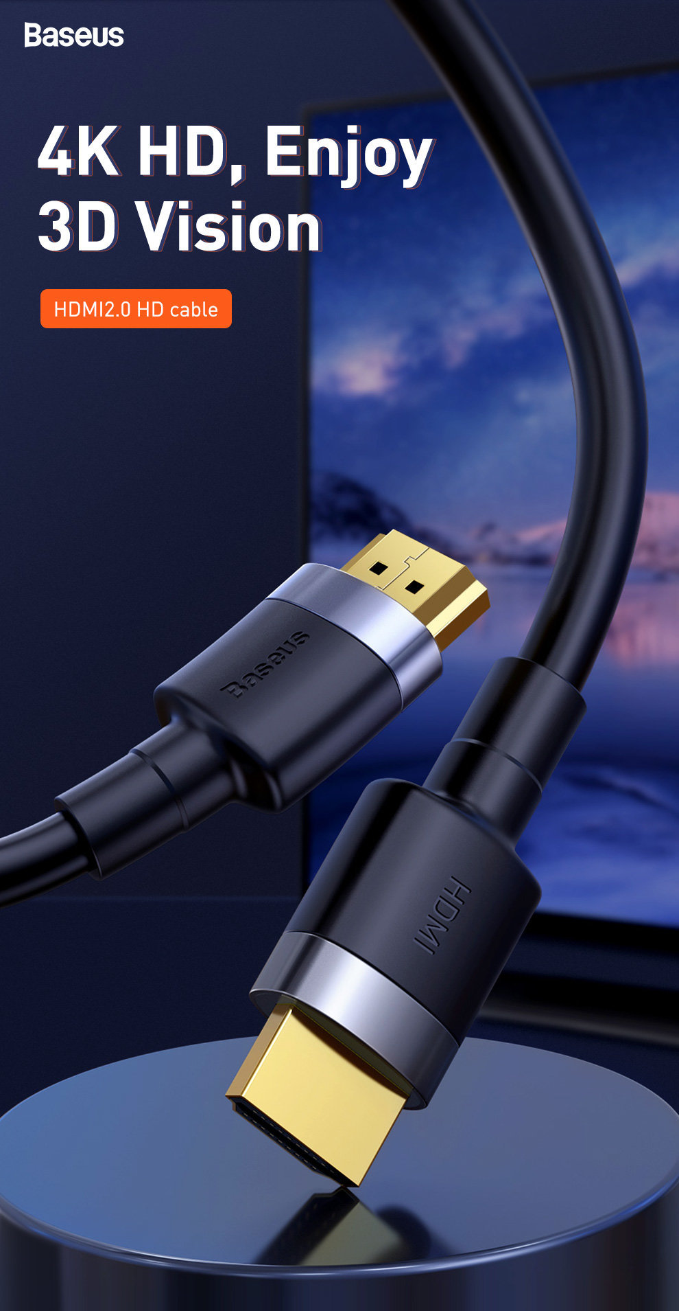 倍思 | 2M HDMI to HDMI 2.0 高速 鋁合金 傳輸線 HD 4K DVD | HKTVmall 香港最大網購平台