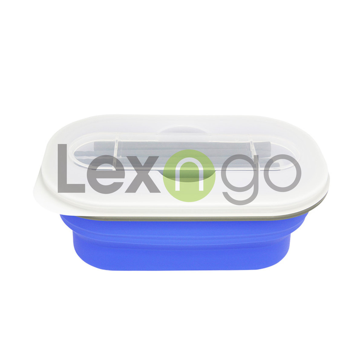 Lexngo | Silicone Collapsible Meal Box with Chopsticks | Color : Blue ...