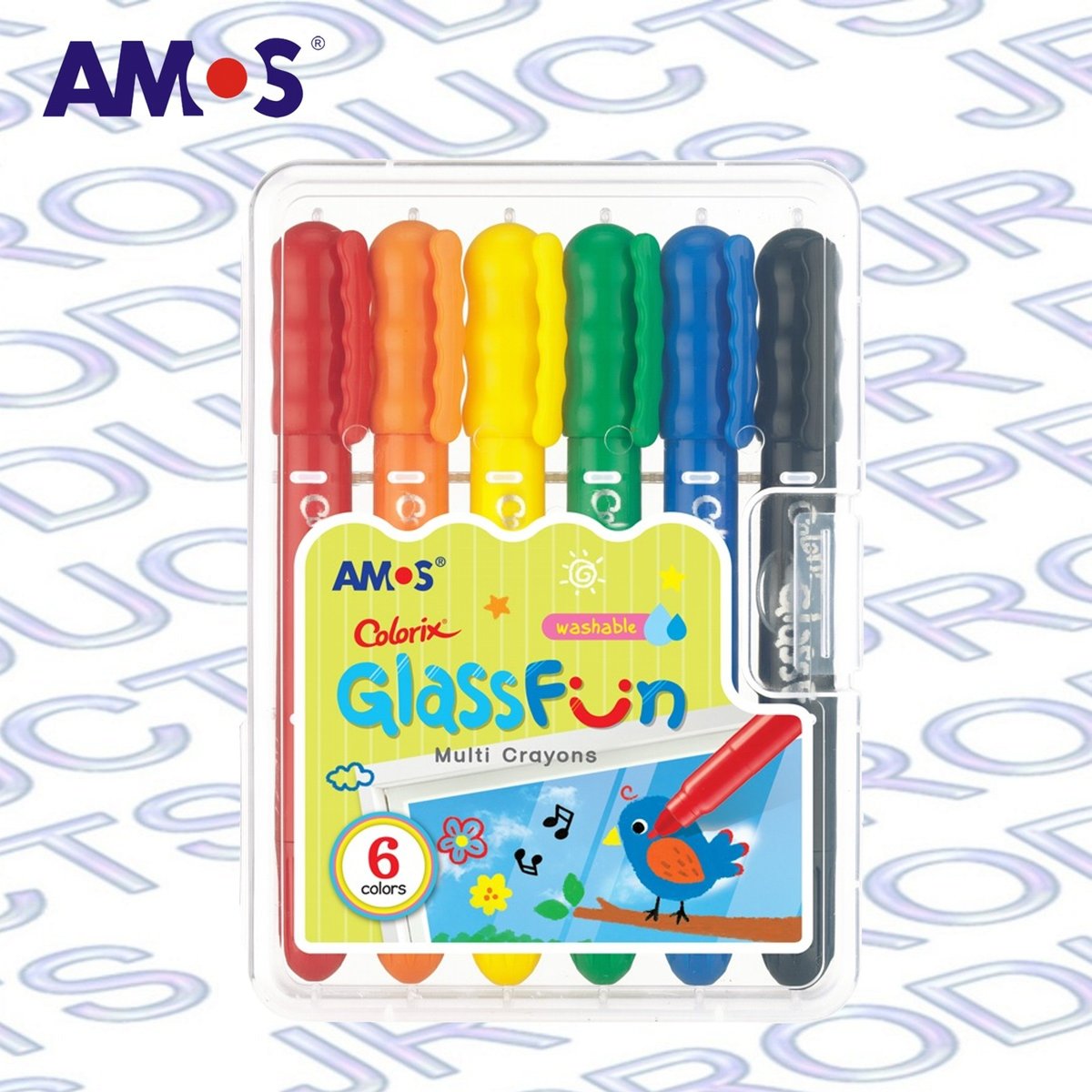 AMOS | Korea AMOS Colorix® GlassFun Multi Crayon, 6 Colour Set #GF6PC ...