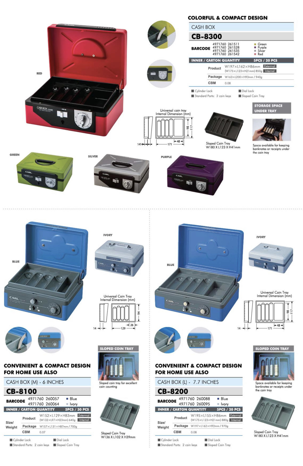 CARL | CARL 中型金庫錢箱 配附匙和密碼鎖, 櫻花粉紅 #CB-8200《香港行貨》 | 顏色 : 淺粉紅色 | HKTVmall 香港最大網購平台