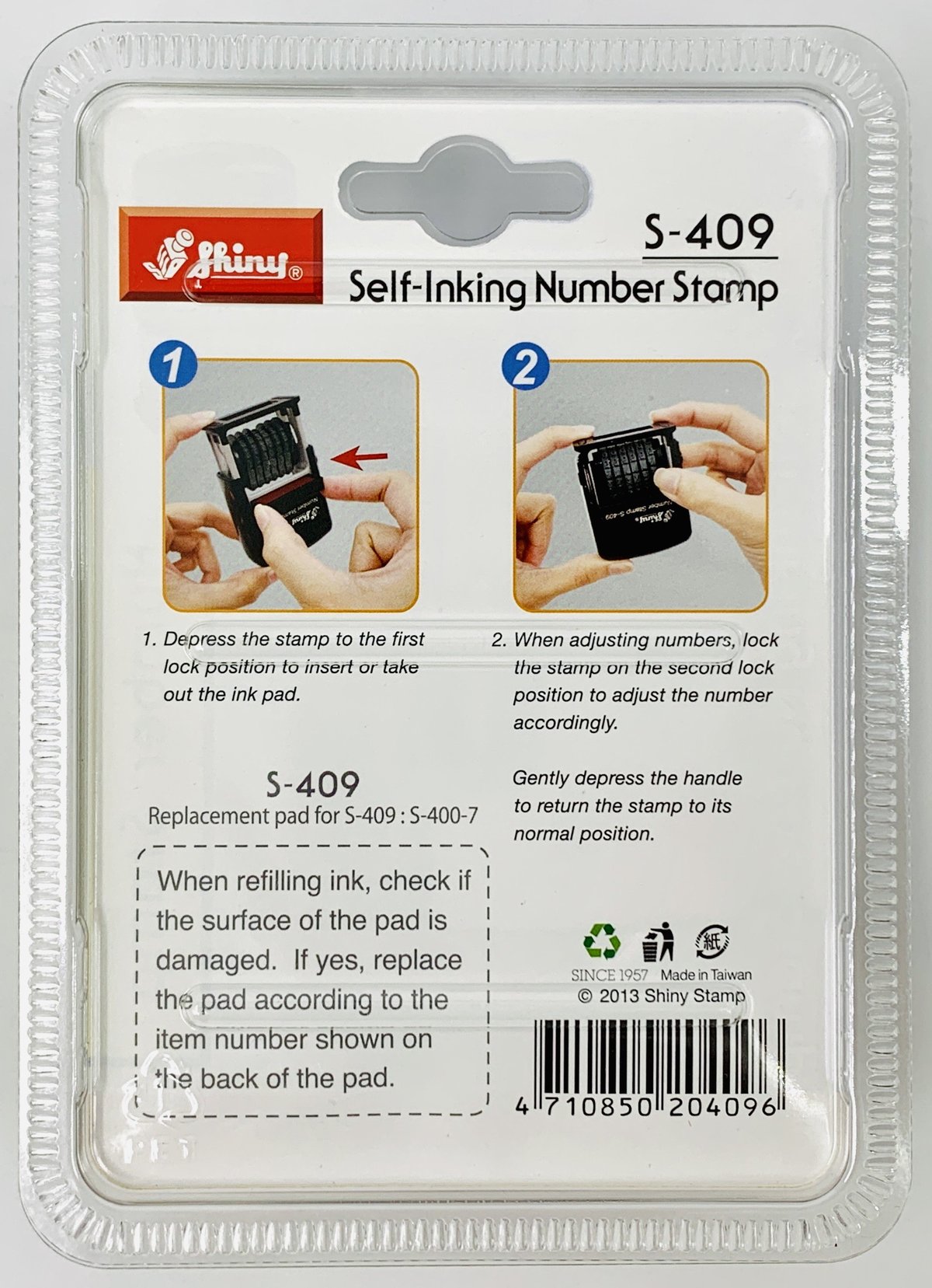 Shiny | Shiny® S-409 Self Ink 6-Numbers Stamp Chop, 4mm Blue《HK ...