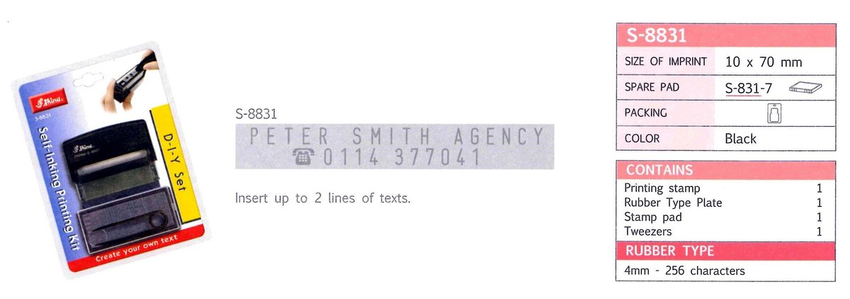 Shiny | Shiny® S-421 Self-Inking D.I.Y. Printing Kit with Date Stamp ...