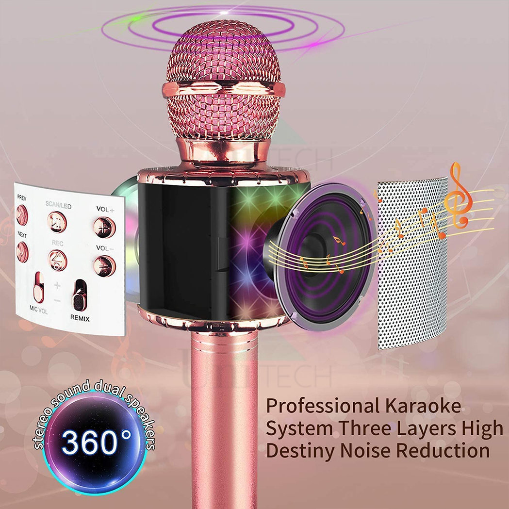 DigitCont | 858L Bluetooth Karaoke Wireless Microphone, Portable ...