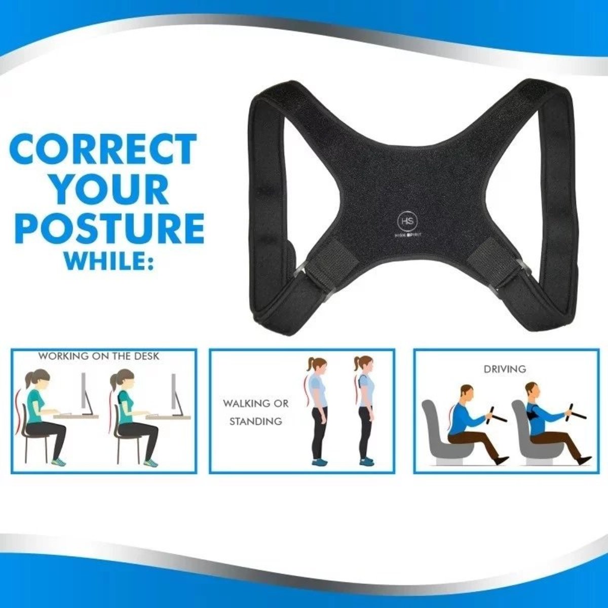 河田生活 | 背部矯形輔助器 Pro Posture Corrector | 顏色 : 黑色(647) | HKTVmall 香港最大網購平台