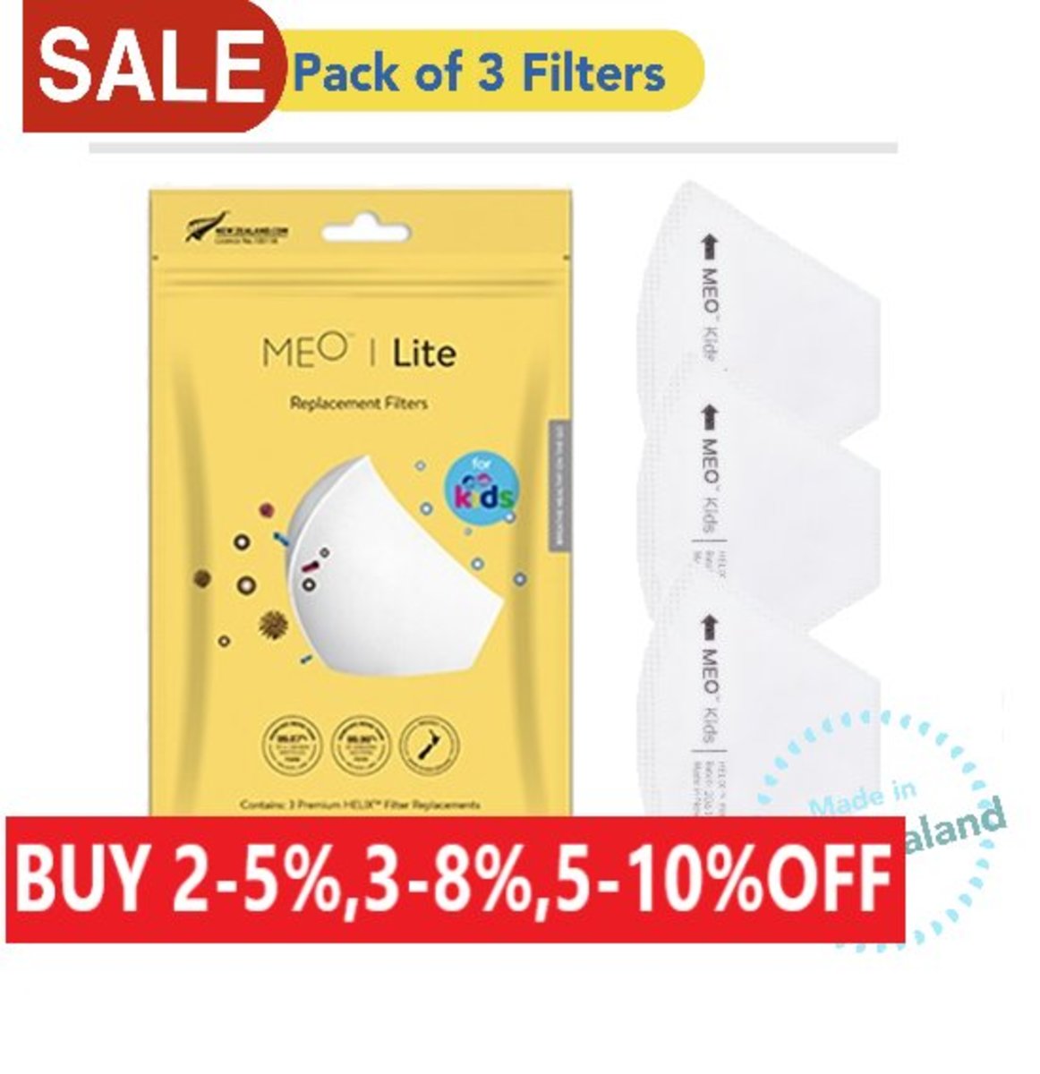 MEO | MEO Lite Helix Filter 濾芯3件裝 Kids 小童 ( Reusable Mask Filter 可重用口罩濾 ...