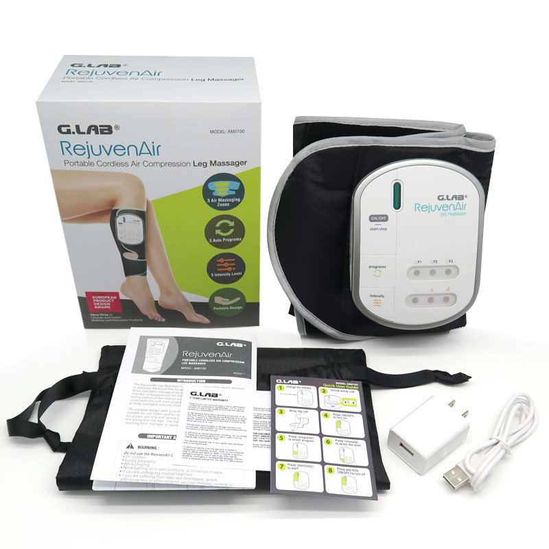 G.LAB | G.LAB ReJuven AM0100 便攜式美腿氣壓按摩器，15分鐘內可放鬆小腿(長途飛行，坐著或站立時肌肉酸痛) 改善 ...