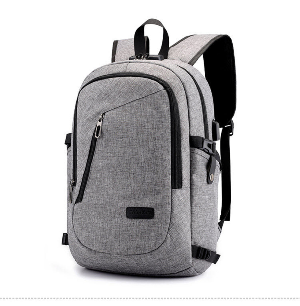 Pearl Garden | Stylish Pure Color Backpack Large Capacity Korean Style Gray | Color : Grey ...
