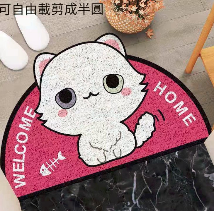 #N/A | 卡通時尚絲圈門口地墊40*60cm（紅色 美呆呆）可自由裁剪成半圓或大小 | HKTVmall 香港最大網購平台