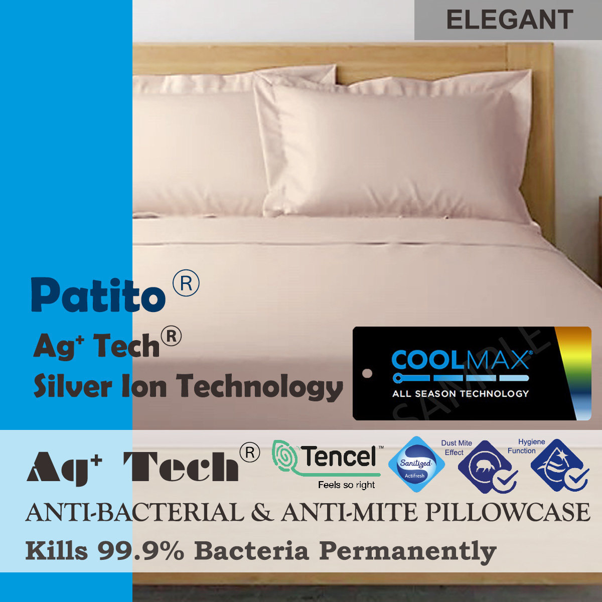 Patito | Patito® COOLMAX 防菌防臭防蟎單人枕頭套 (Elegant) -水晶粉紅色 - PE-PC1023CP ...