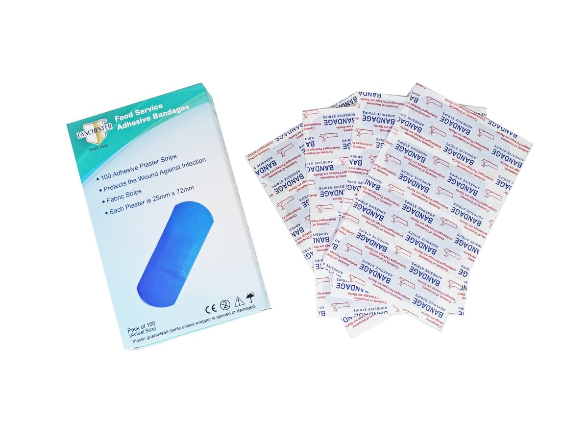 LANCHESTER | Food Service Adhesive Bandages(100 Adhesive Plaster Strips ...