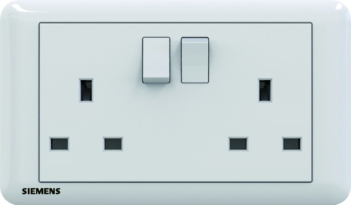 Siemens | Seata 13A Twin Gang Switched Socket with Indicator | Color ...