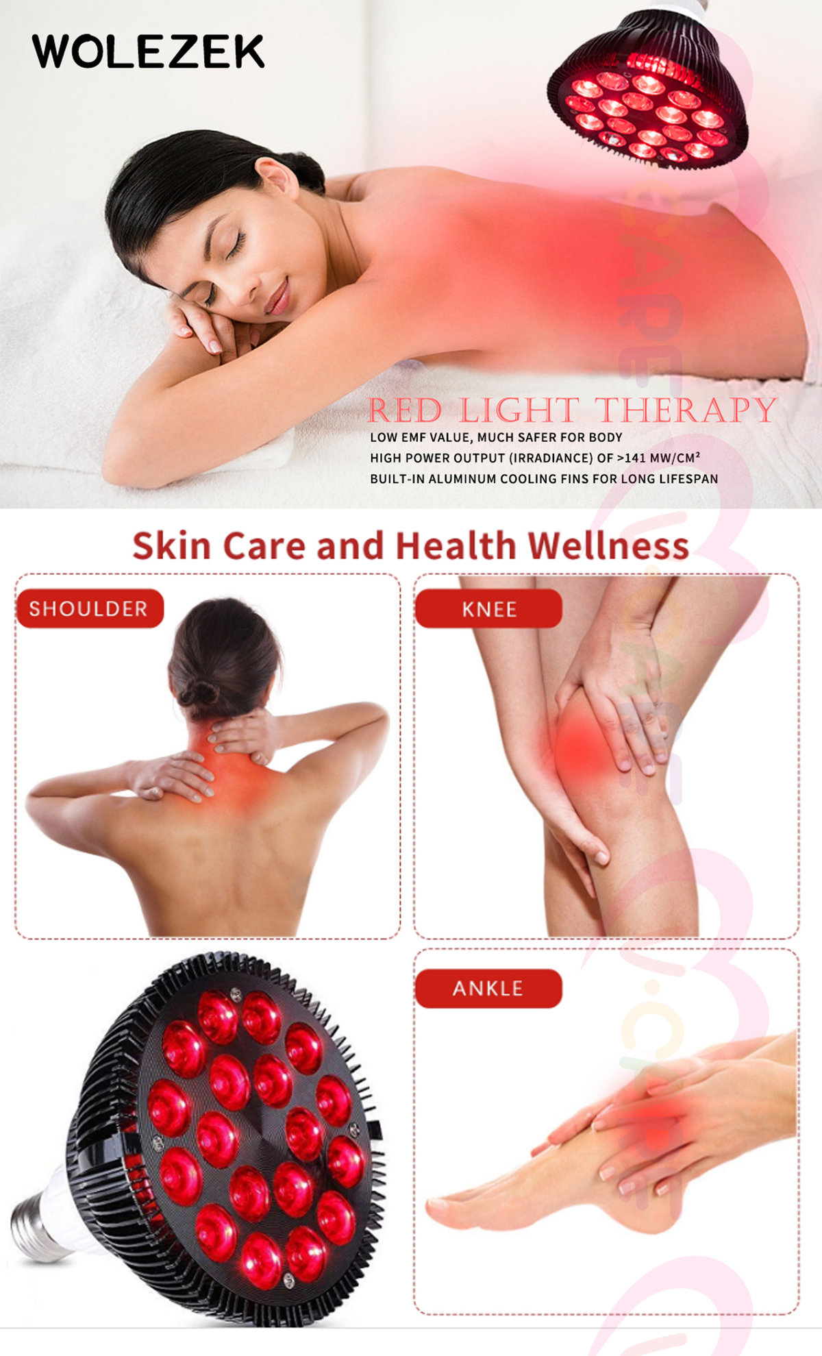 VOCA | Red Light Therapy Lamp, 18PCS LED Infrared Light Therapy Device, 660nm Red & Infrared ...