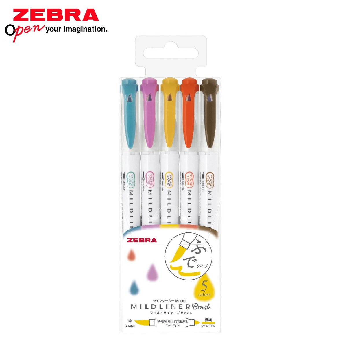 日本斑馬 | ZEBRA 斑馬牌 WFT8-5CRC MILDLINER BRUSH 5色 螢光筆 | 顏色 : 彩色1 | HKTVmall 香港最大網購平台