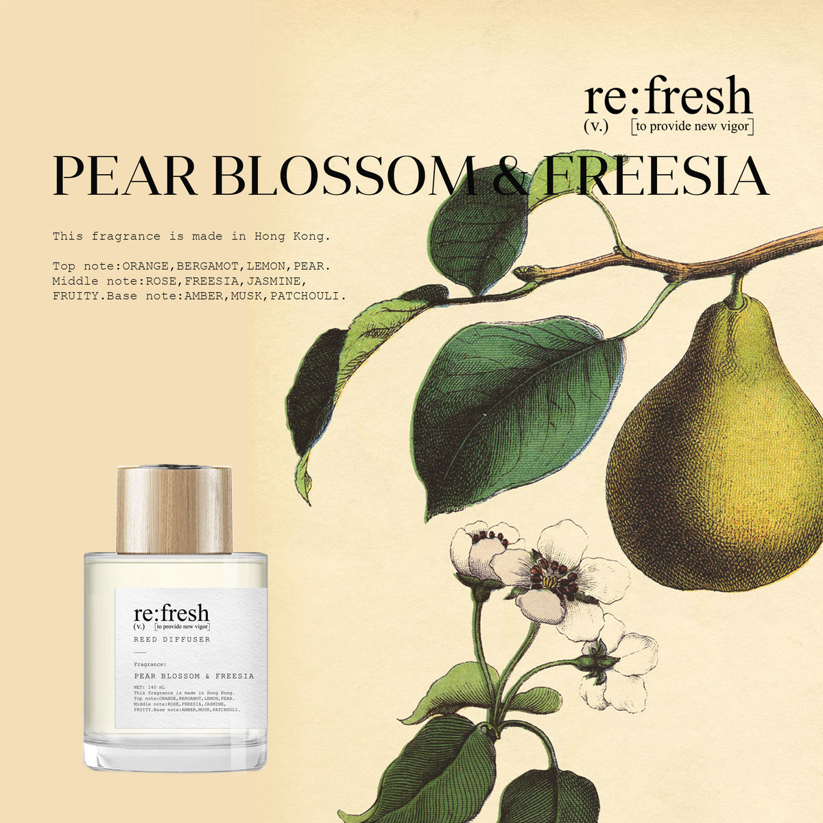 re:fresh | PEAR BLOSSOM & FREESIA Reed Diffuser 140ml | HKTVmall The ...