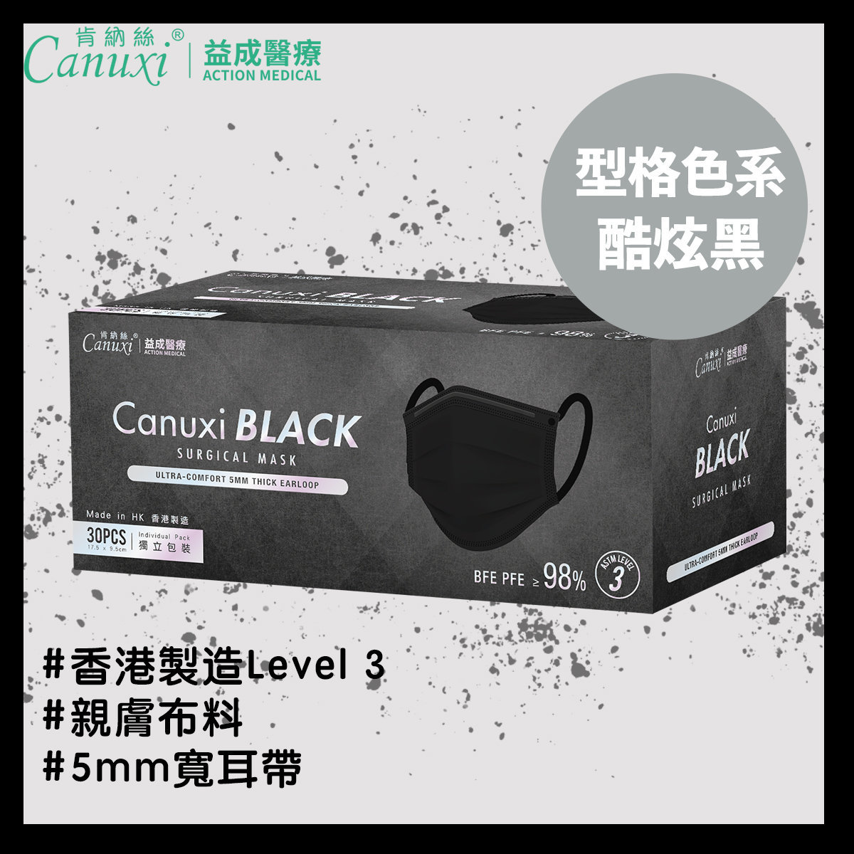 Canuxi | Made in Hong Kong - Canuxi BLACK Surgical Mask ASTM Level 3 ...