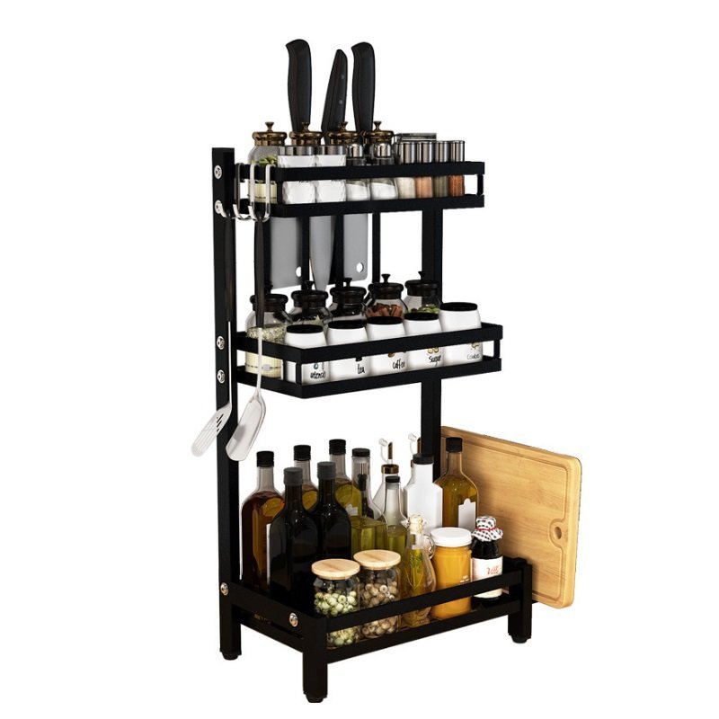 iGlobalStore | 3 Tier Spice Rack Stainless Steel Kitchen Rack Black ...