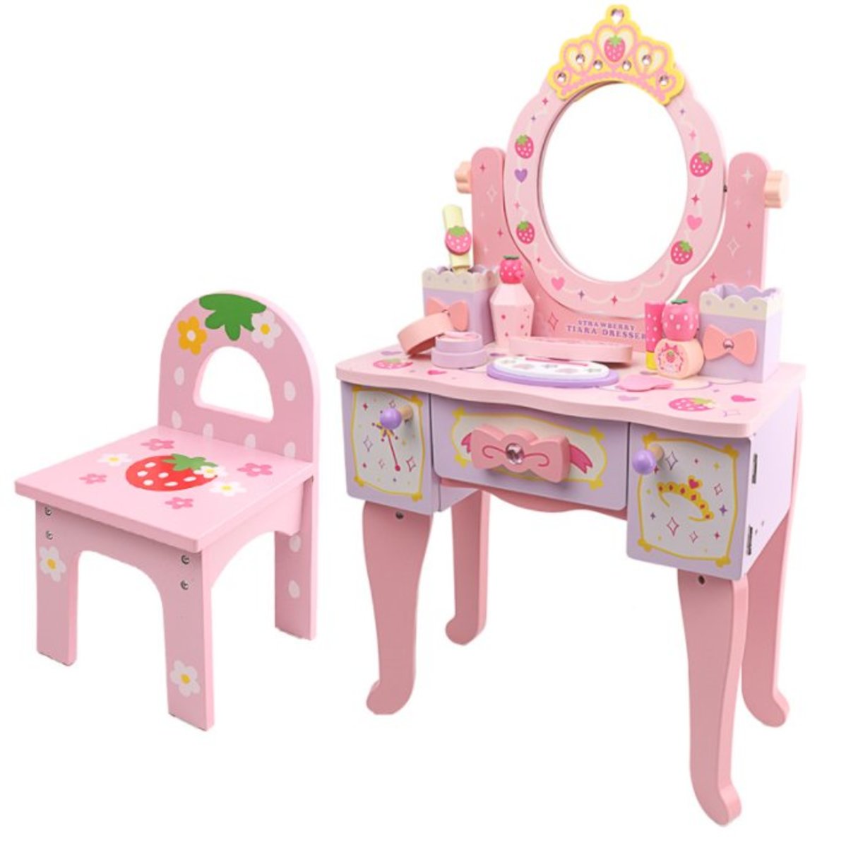 iGlobalStore | Wooden Princess Table and Chair and Stool Set-Pink ...